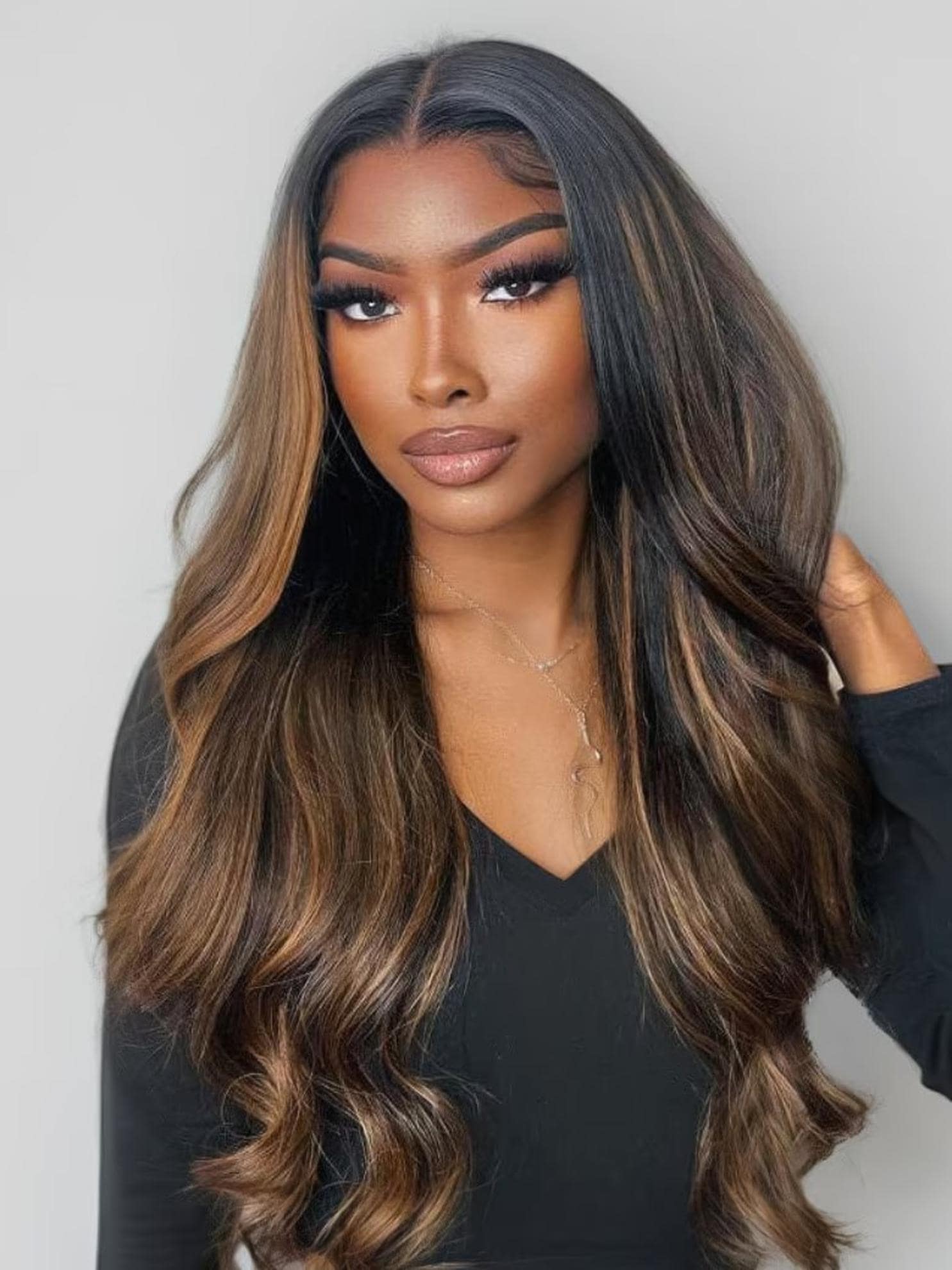 Nadula $100 Off Flash Sale Brown Highlight Body Wave Headband Wigs And 7x5 Bye Bye Knots ...